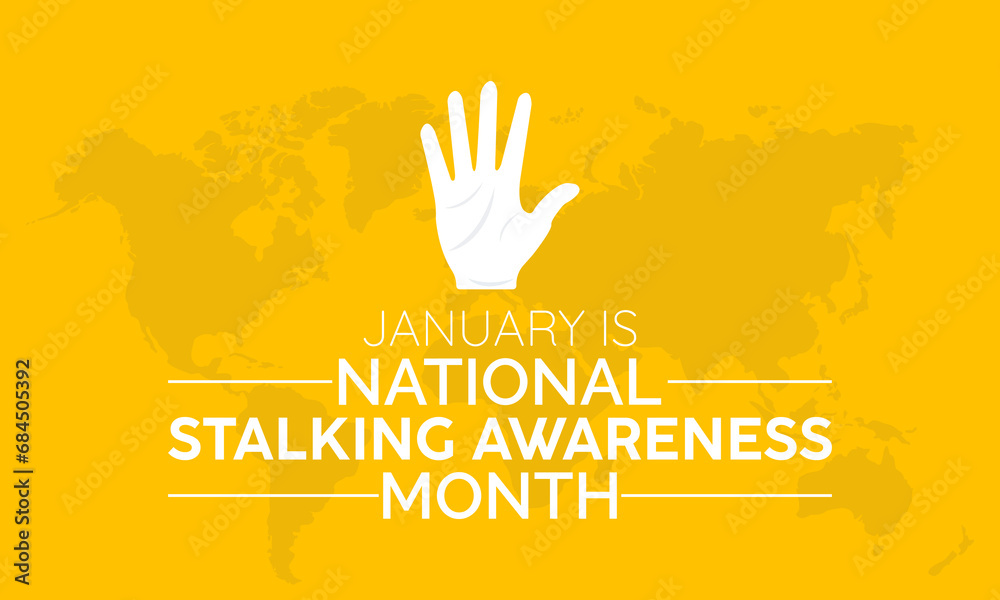 National Stalking Awareness Month vector template. Raising Awareness ...
