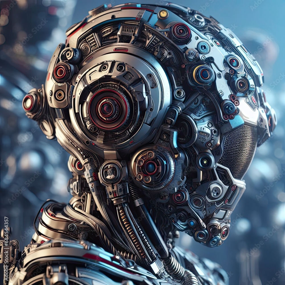 Illustration Stock Hyper realistic futuristic robot industry cyborg ...