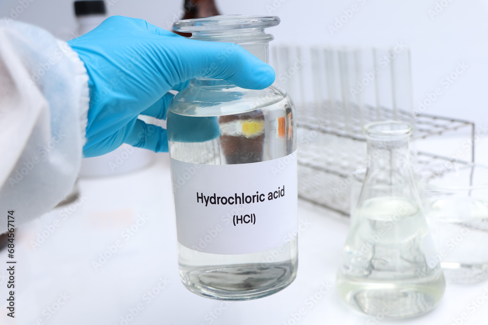 Hydrochloric acid in containers, Hazardous chemicals and raw material ...