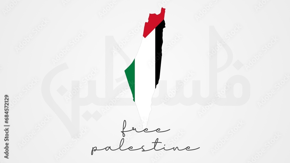 Free Palestine banner. Palestine map with Palestinian flag texture ...