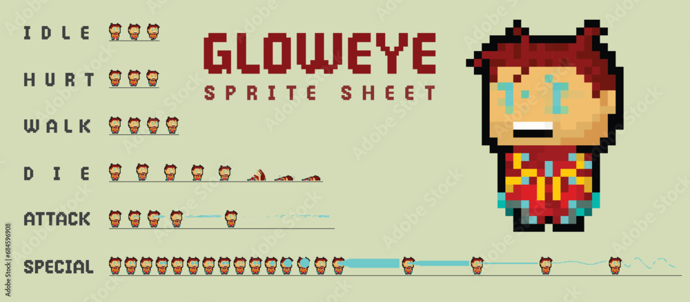 pixel art style illustration vector 8 bit 8-bit character set retro ...