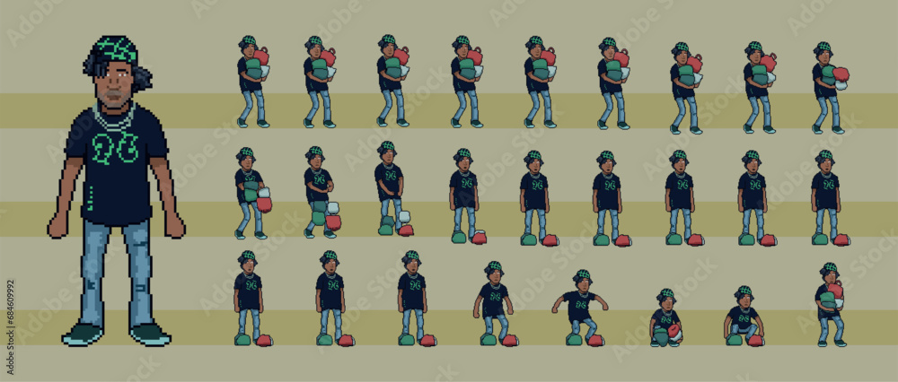 pixel art style illustration vector 8 bit 8-bit character set retro ...