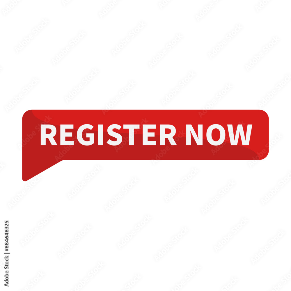 Register Now In Red Rectangle Shape For Promotion Business Marketing ...