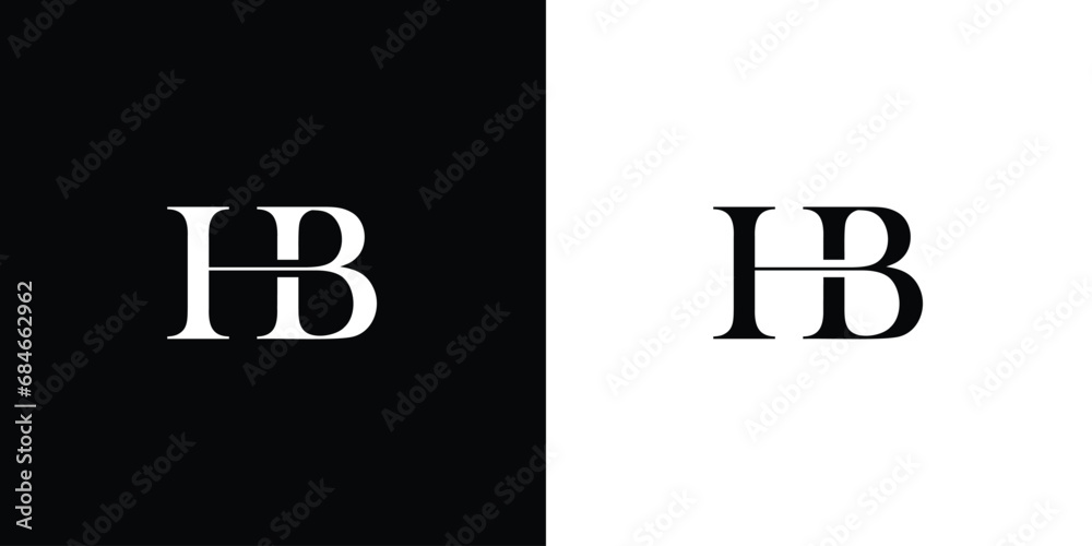 Abstract HB or BH letter design logo logotype icon concept with a serif ...