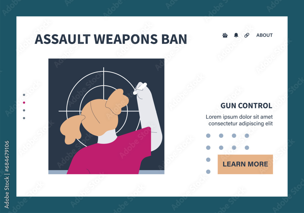 Gun control web or landing set. Second amendment ban. Weapon ...