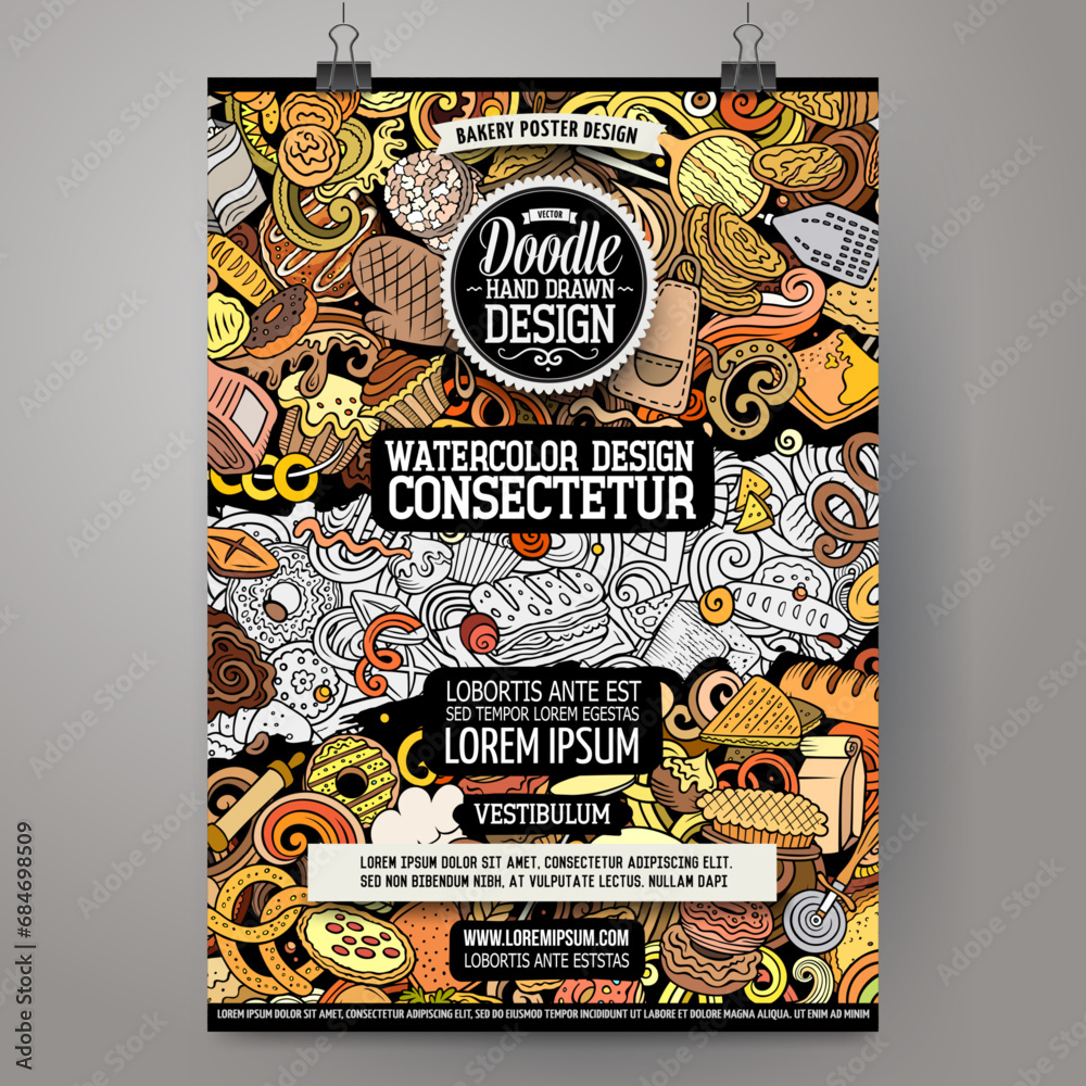 Cartoon vector doodle Bakery poster Stock Vector | Adobe Stock