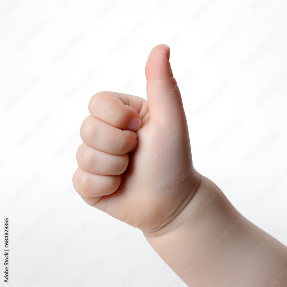 Baby hand thumbs up, Approval thumbs up like sign, caucasian child hand ...