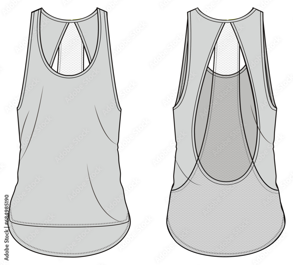 Vector de Stock Women's vest Fashion Flat Sketch Vector Illustration ...