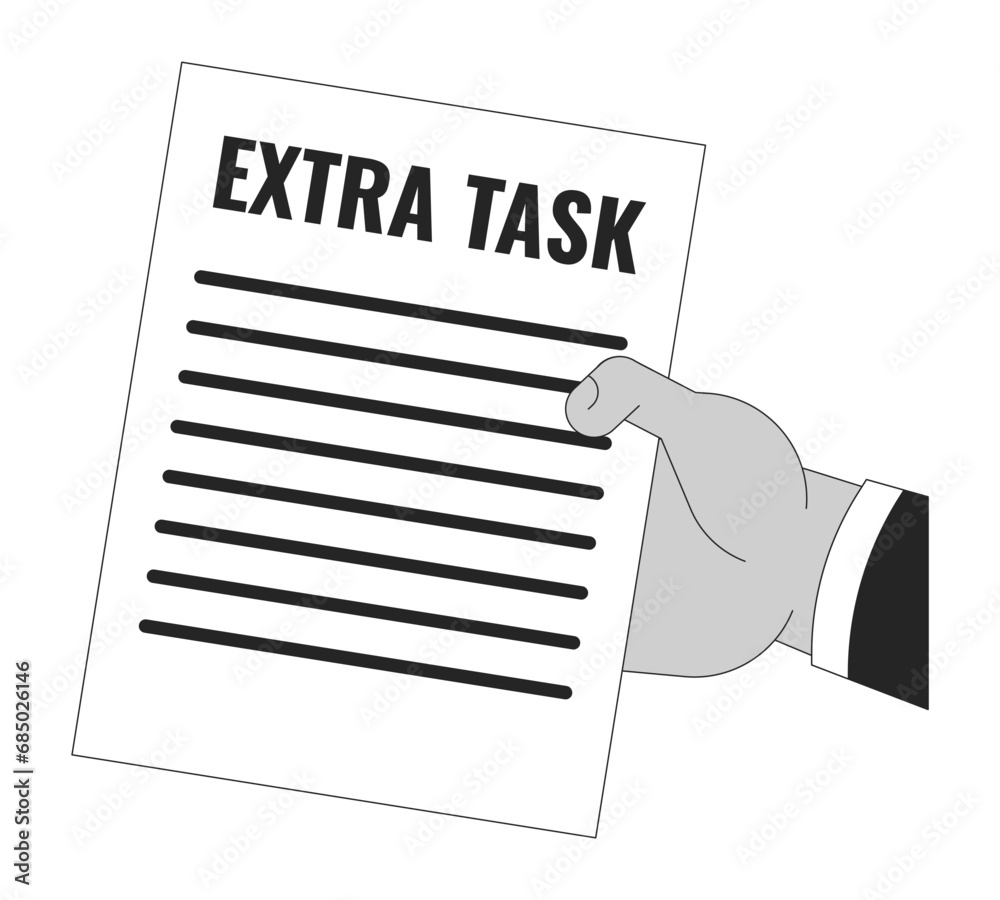 Giving extra task cartoon human hand outline illustration. More ...