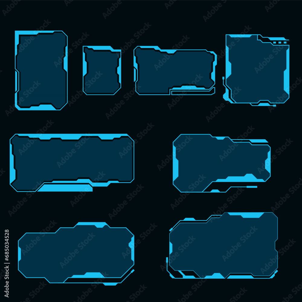 HUD Science Frame set. Vector futuristic screen for GUI, UI design. Set ...