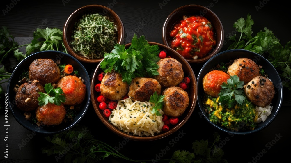 Collage Various Food Meat Dishes Meatballs , Background Images , Hd ...