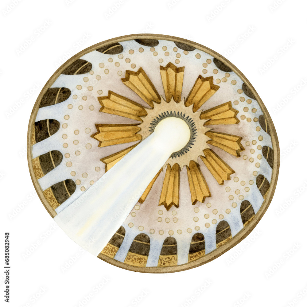Dome of the Holy Sepulchre with sunbeam watercolor illustration ...