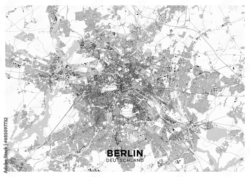 Berlin map. Detailed light map poster of Berlin (Germany). Scheme of ...
