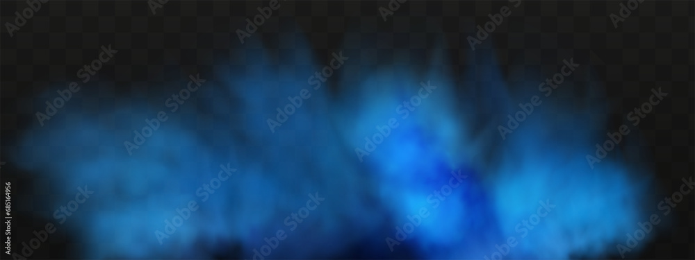 Blue magical fog over the ground.Illustration of night transparent ...
