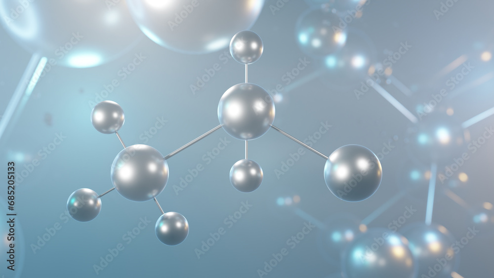 chloroethane molecular structure, 3d model molecule, ethyl chloride ...