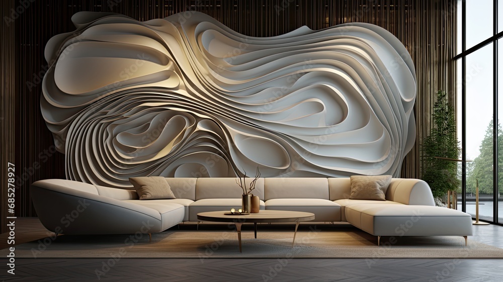 Visuals of 3D wall art serving as focal points in rooms, demonstrating ...