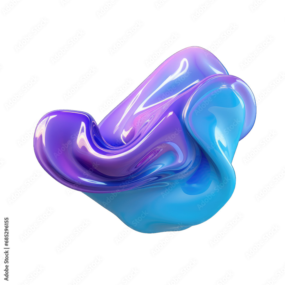 Blue and purple gradient color floating liquid blob isolated on ...