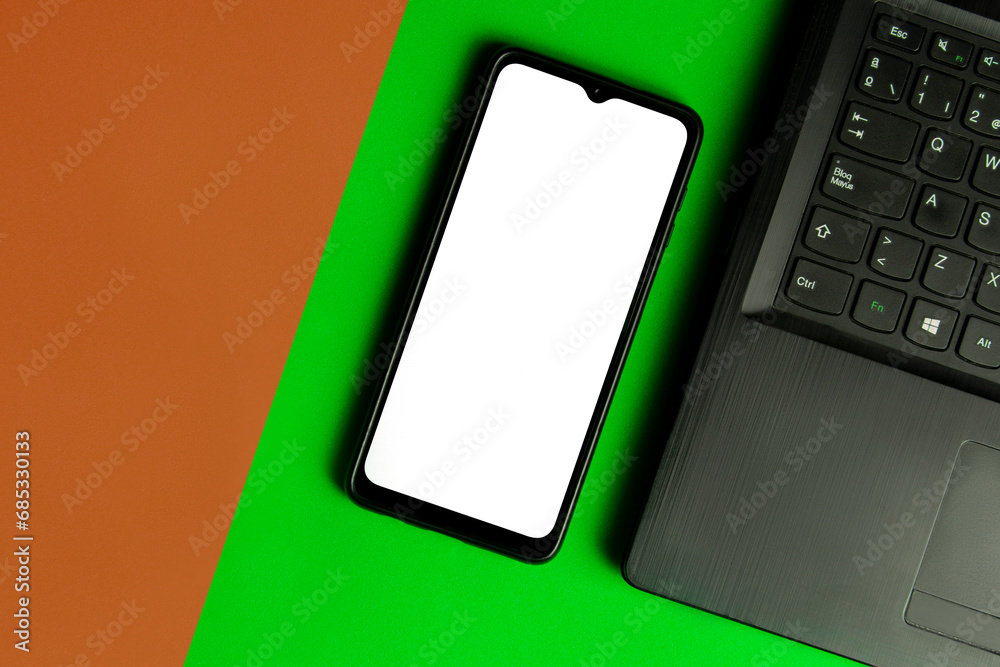 green background that contains a cell phone without a screen to fill ...