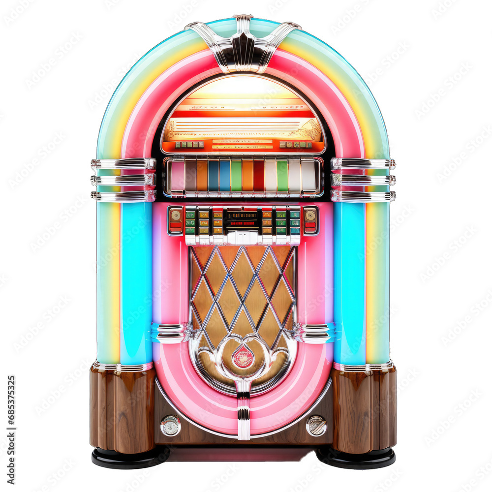 A Colorful Retro Diner. Style Jukebox Isolated to Evoke the Vibrant ...