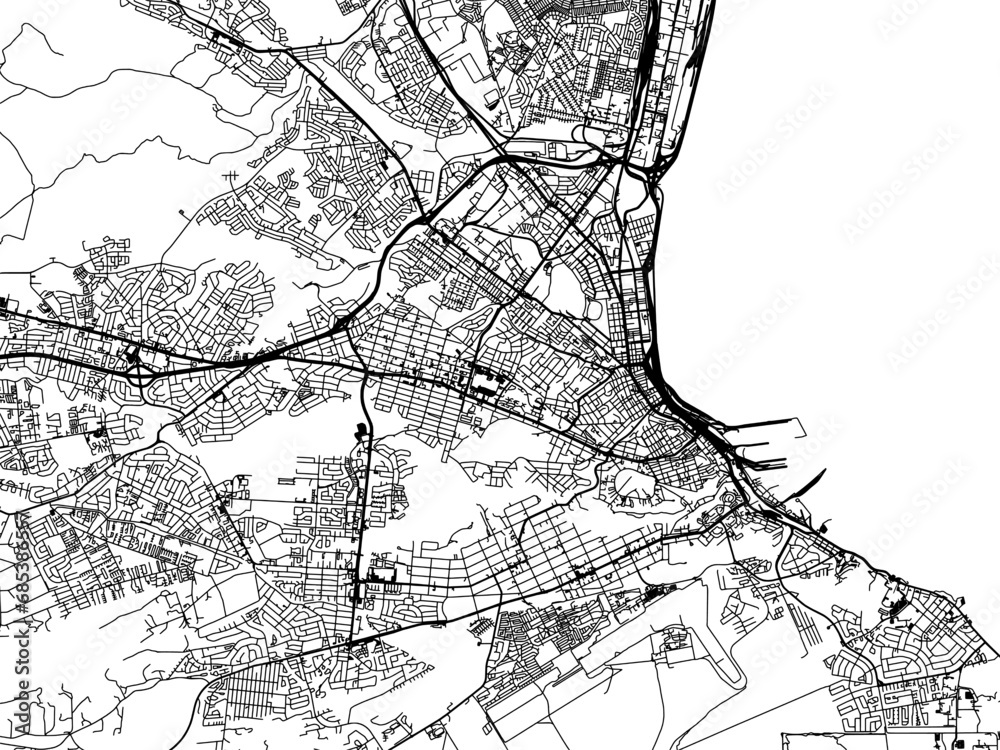 Vector road map of the city of Port Elizabeth in South Africa with ...
