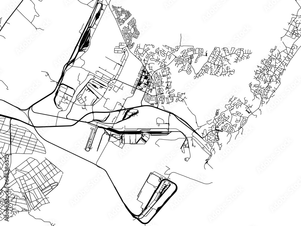 Vector road map of the city of Richards Bay in South Africa with black ...
