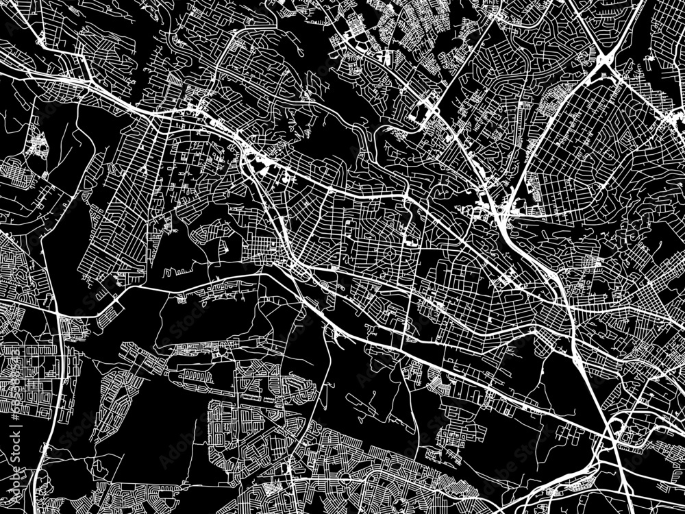 Vector road map of the city of Roodepoort in South Africa with white ...