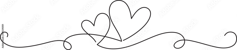 Heart lines. Continuous heart line drawing fancy minimalist ...