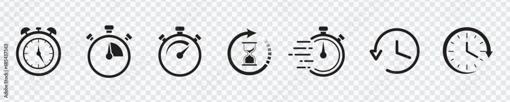 Enhance your projects with our Timers Icon Set on a transparent ...