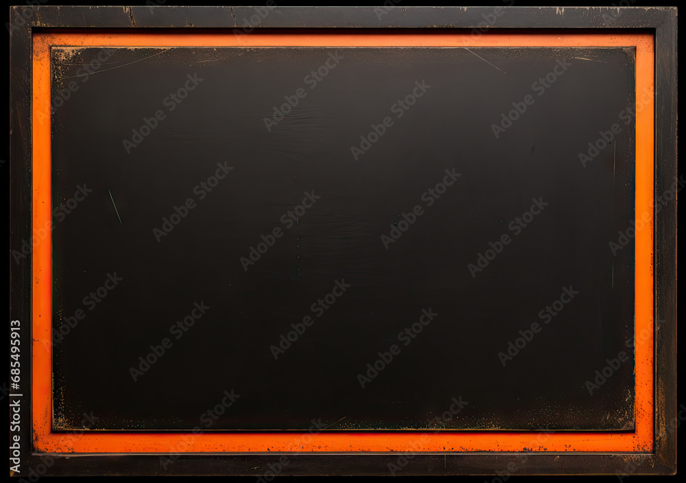 orange border frame on black background blank template mockup ...