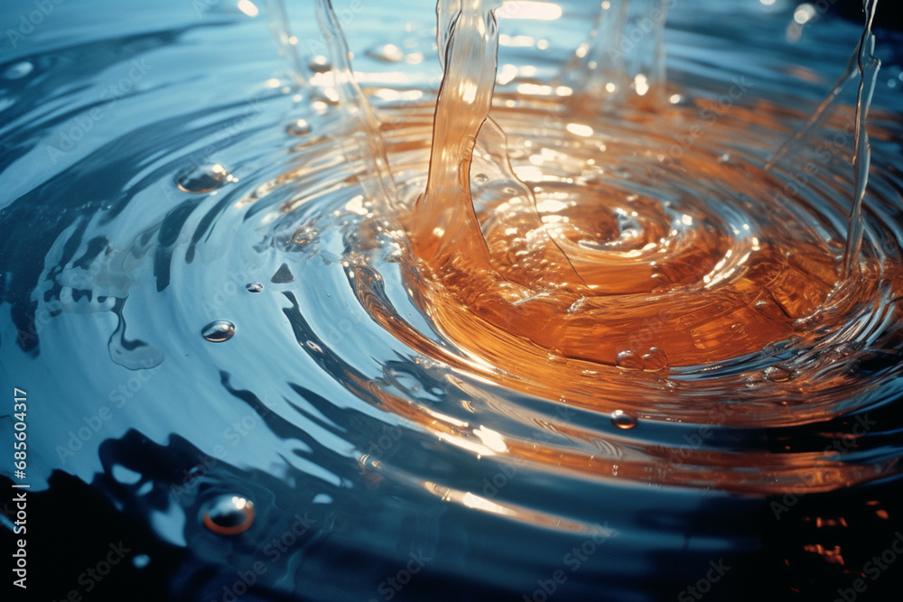 High-speed capture of water ripples frozen in motion, creating abstract ...