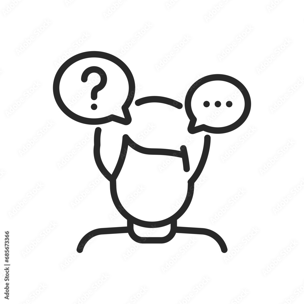 Dementia Icon. Thin Linear Illustration of Forgetful Person with ...