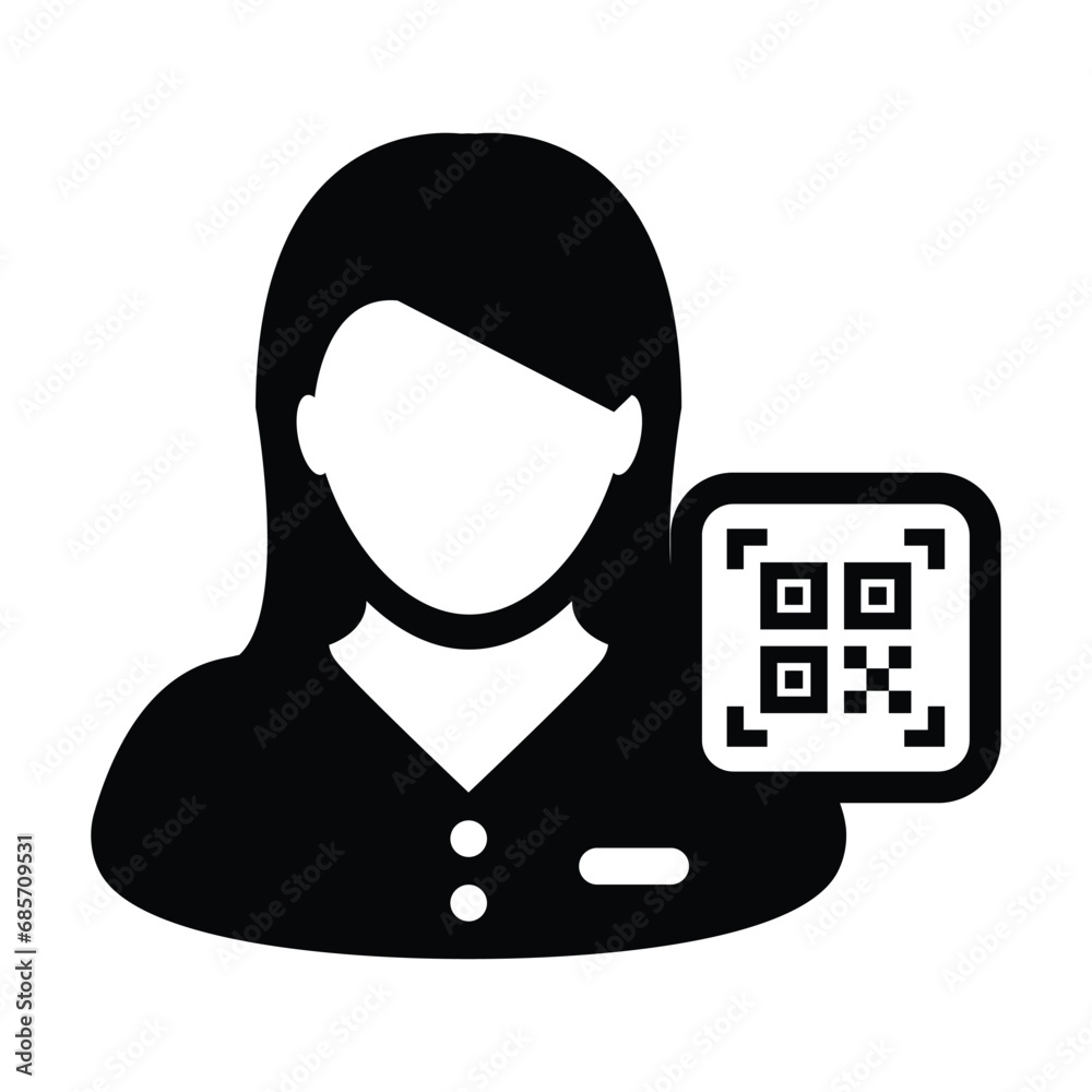 Digital id icon avatar with qr code for biometric identity in vector ...
