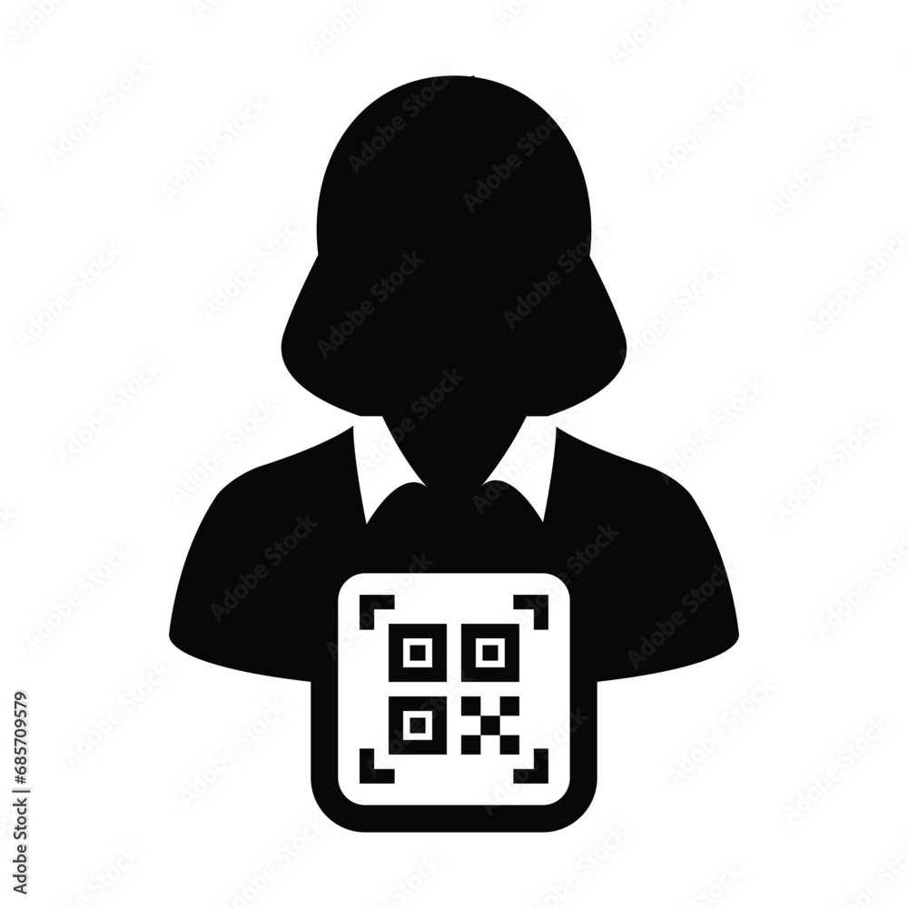 Digital id icon avatar with qr code for biometric identity in vector ...