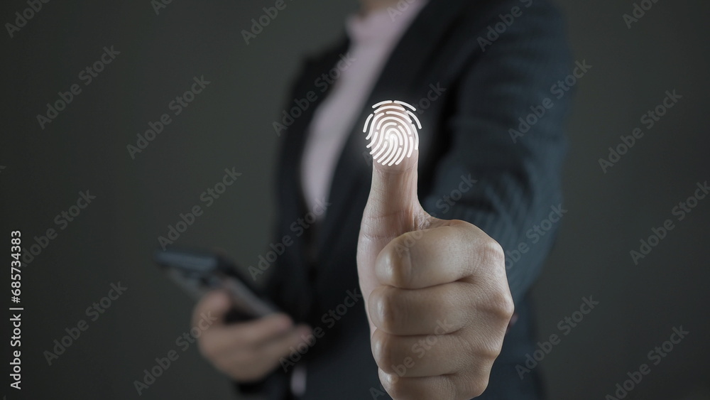 Service users lift their thumbs up and scan their fingers to enter the ...