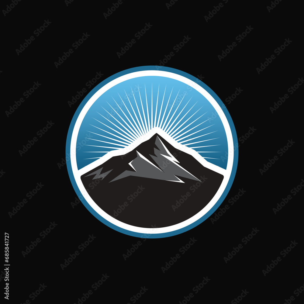 vintage retro classic of mountain hill peak rocky ice top mount ...