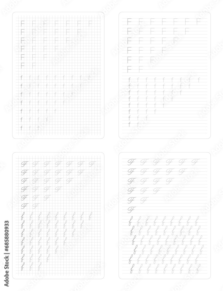 Letter F. Uppercase lowercase trace english alphabet design for ...