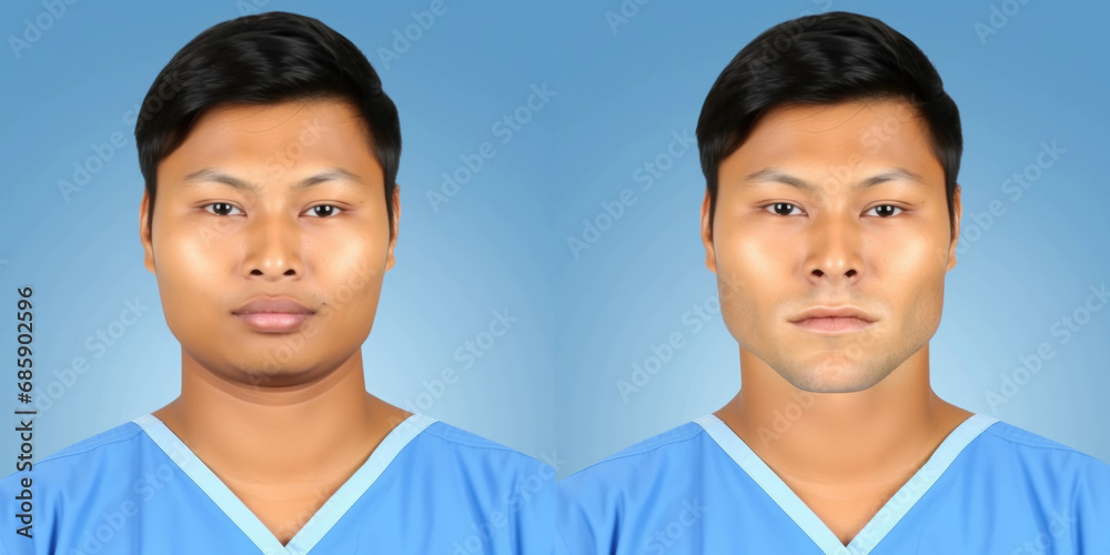 Before and after results of Asian male with jawline surgery, chin ...