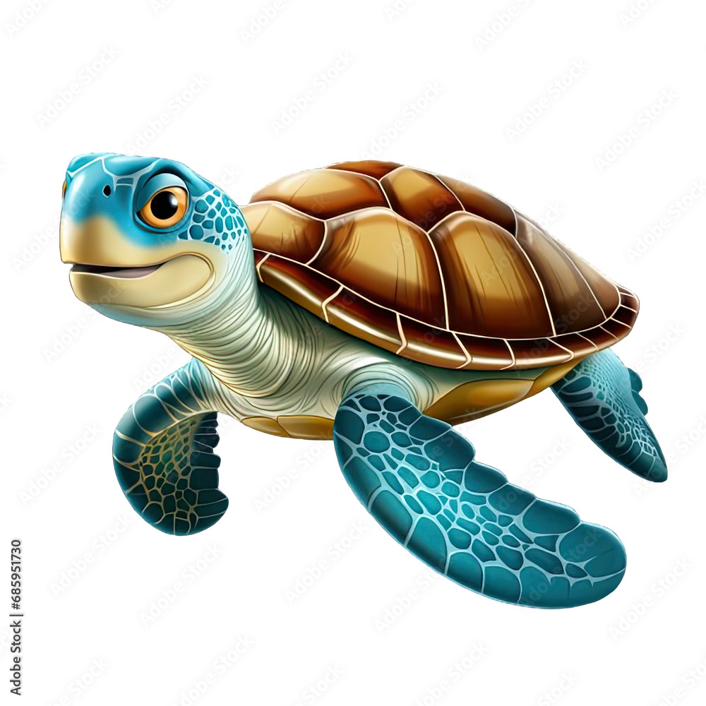 cartoon sea turtle on transparent background Stock Illustration | Adobe ...