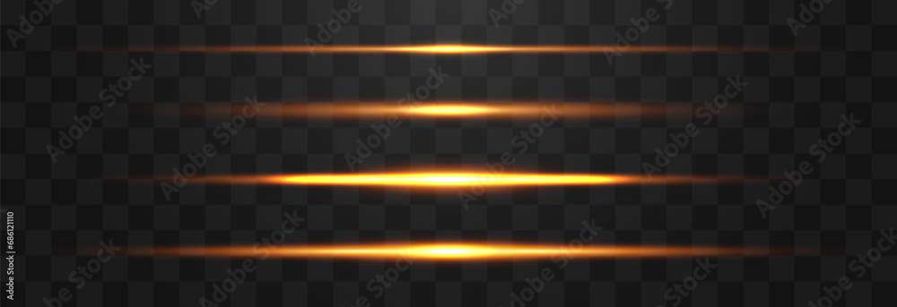 Set of horizontal lens flares. Abstract lights lines on png. Vector ...