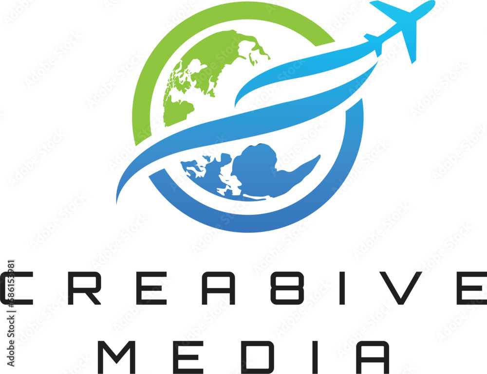 airplane flight around the world map logo symbol design illustration ...