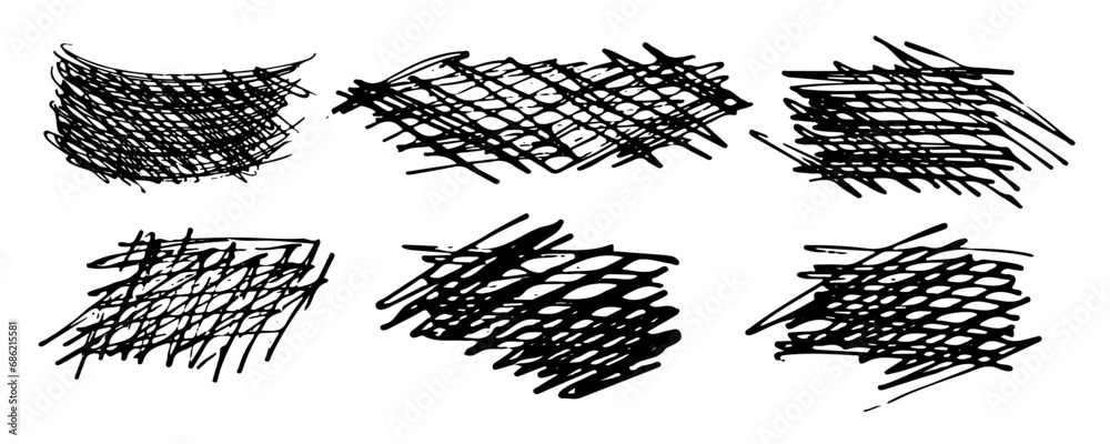 Charcoal pencil scribble vector set. Childish drawing. Hand drawn ...