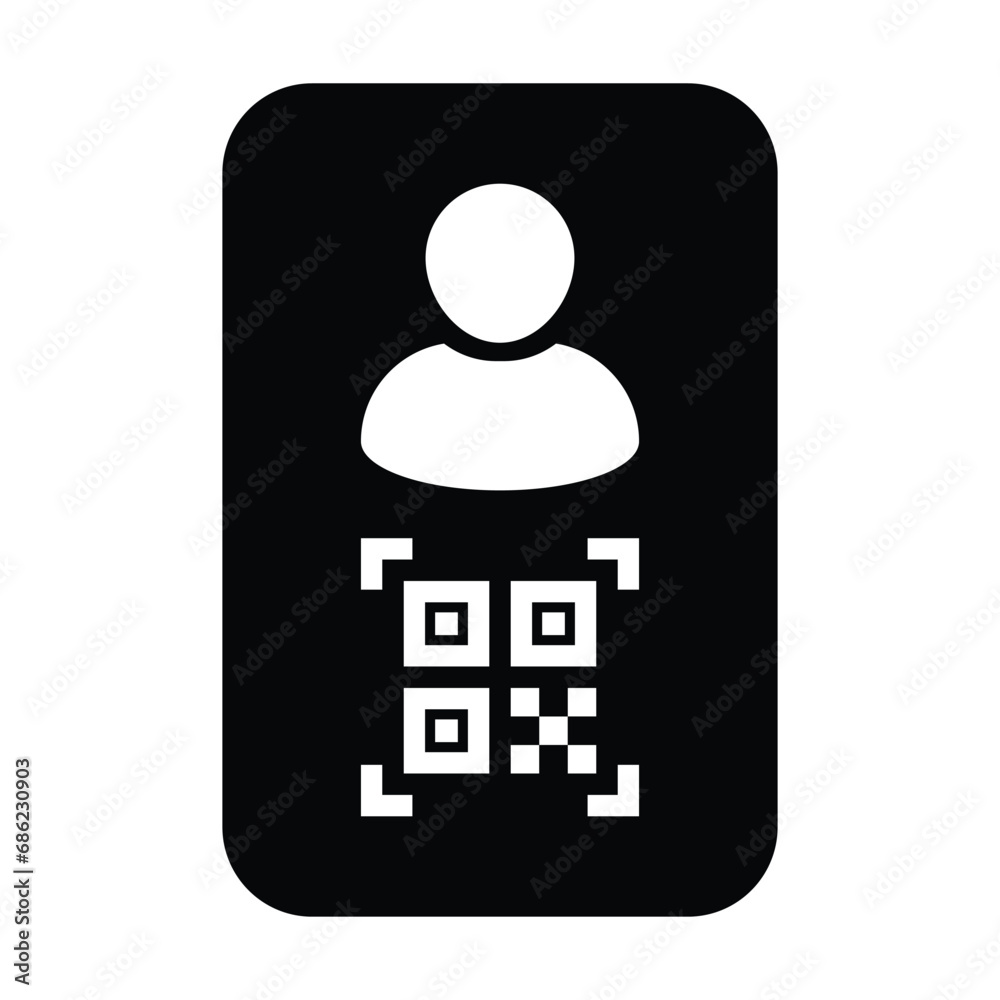 Digital id icon avatar with qr code for bio-metric identity in vector ...