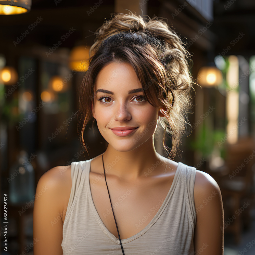 Portraits of The most beautiful 30 years old female short hair reporter ...