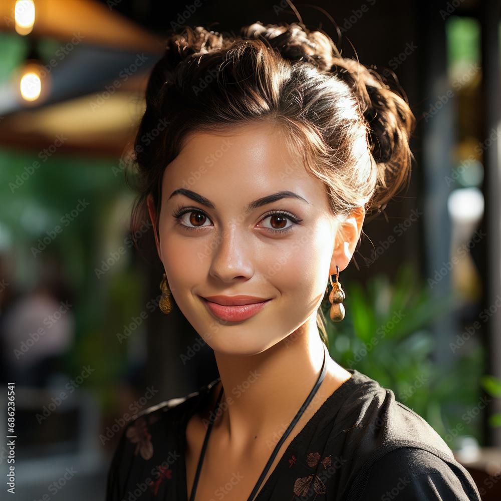 Portraits of The most beautiful 30 years old female short hair reporter ...