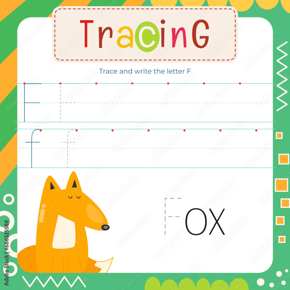 Letter Tracing Flash Card. Writing Letter F uppercase and lowercase ...