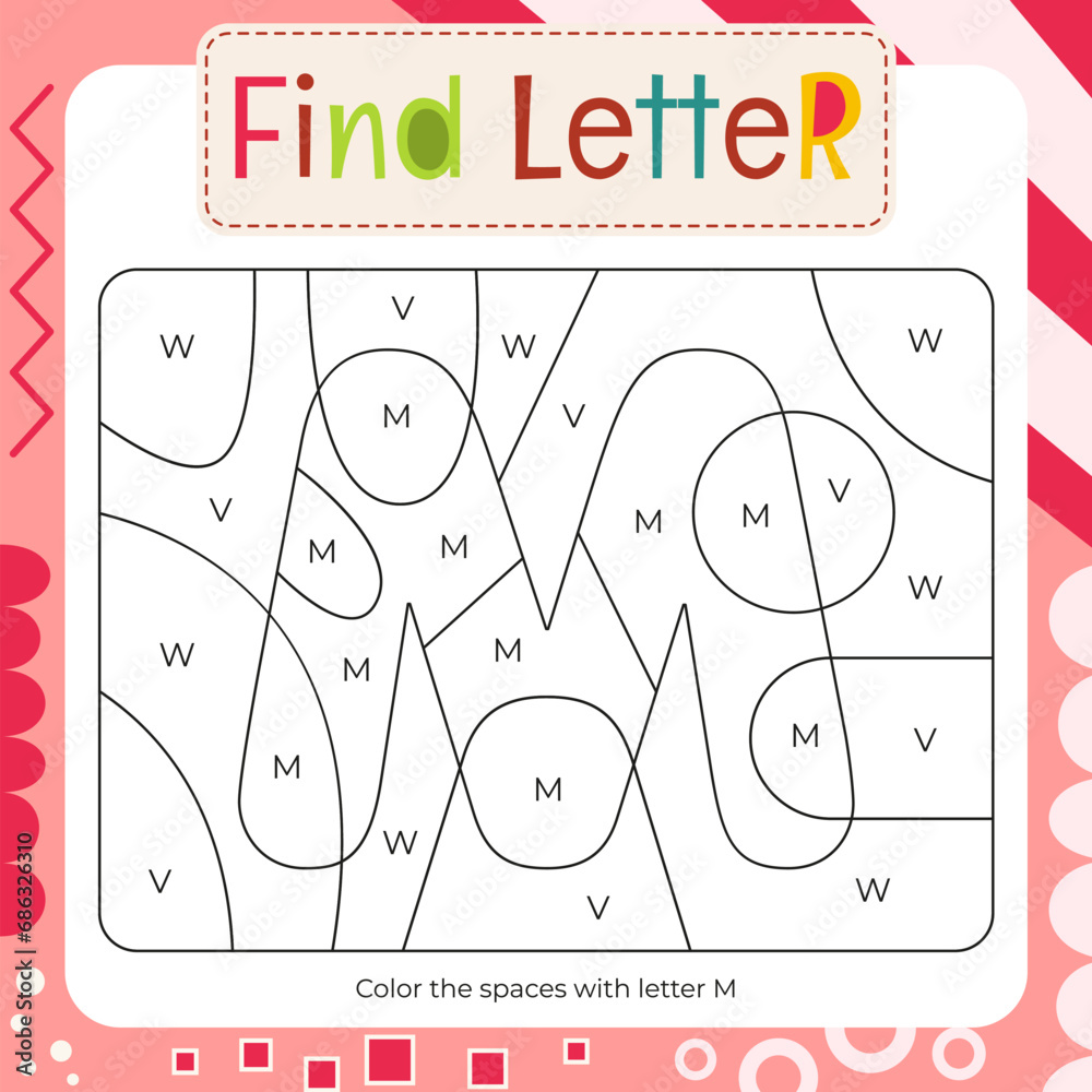 Coloring page for Letter Tracing Book. Color by letter M. Flash card ...