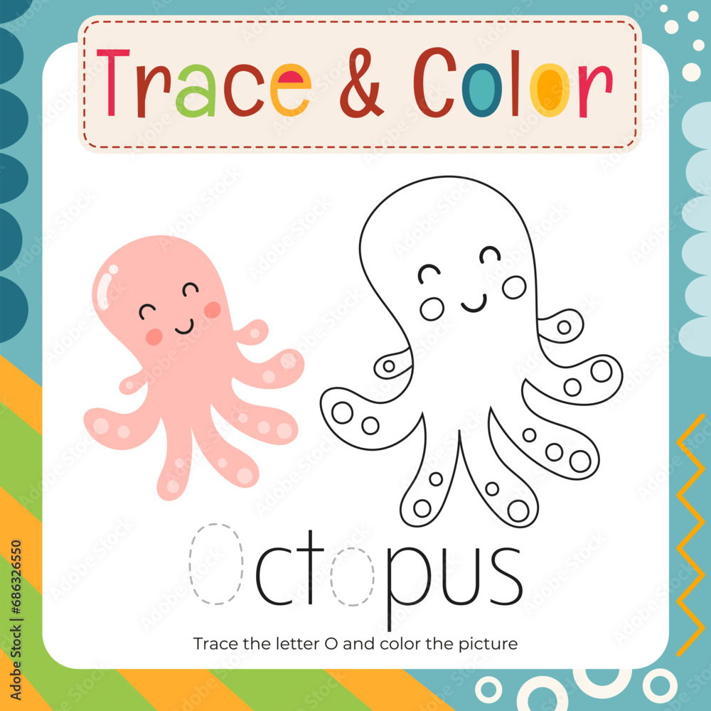 Стоковое векторное изображение «Coloring page for Letter Tracing Book ...