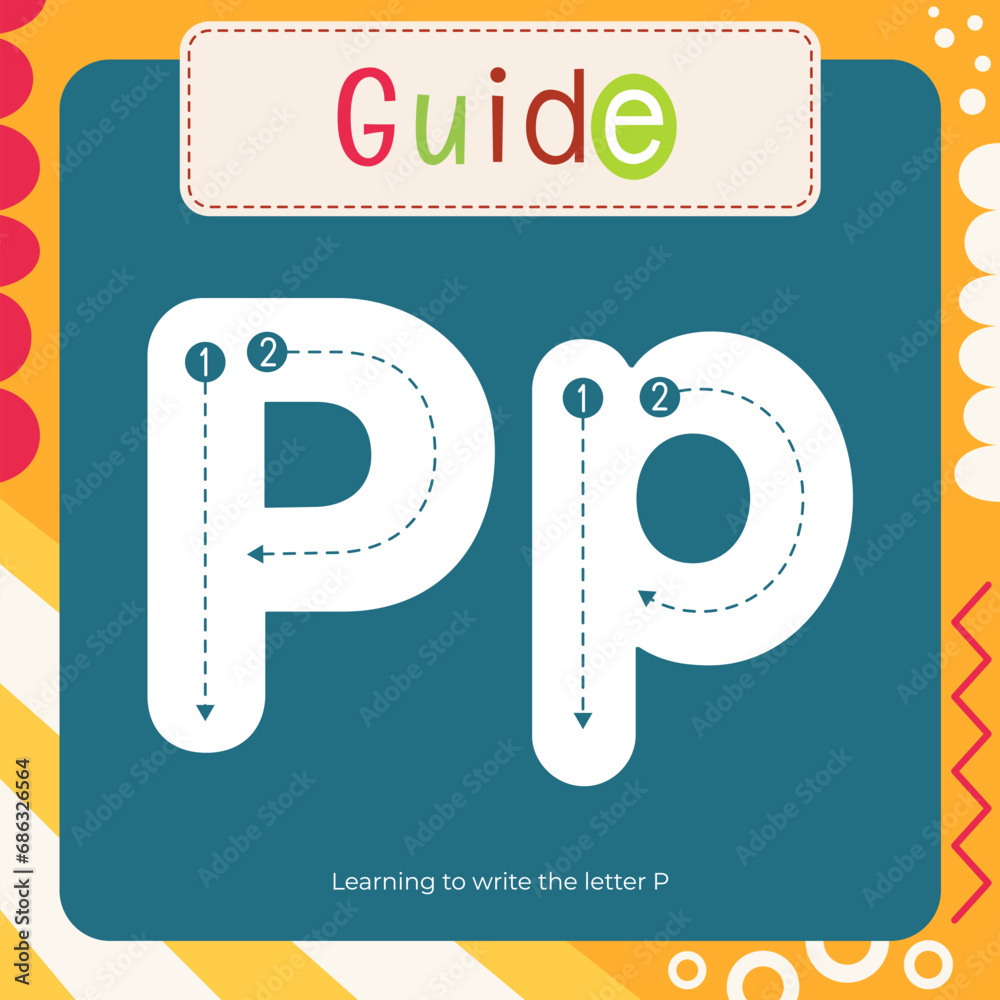 Letter Tracing Flash Card for kids. Guide – learning to write letter P ... Letter Tracing Flash Card for kids. Guide – learning to write letter P ...