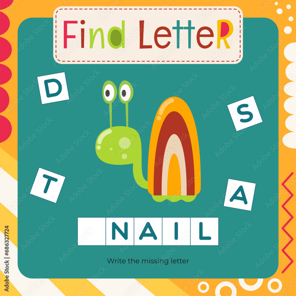 Word activities for Letter Tracing Book. Kids game Find letter – Write ...