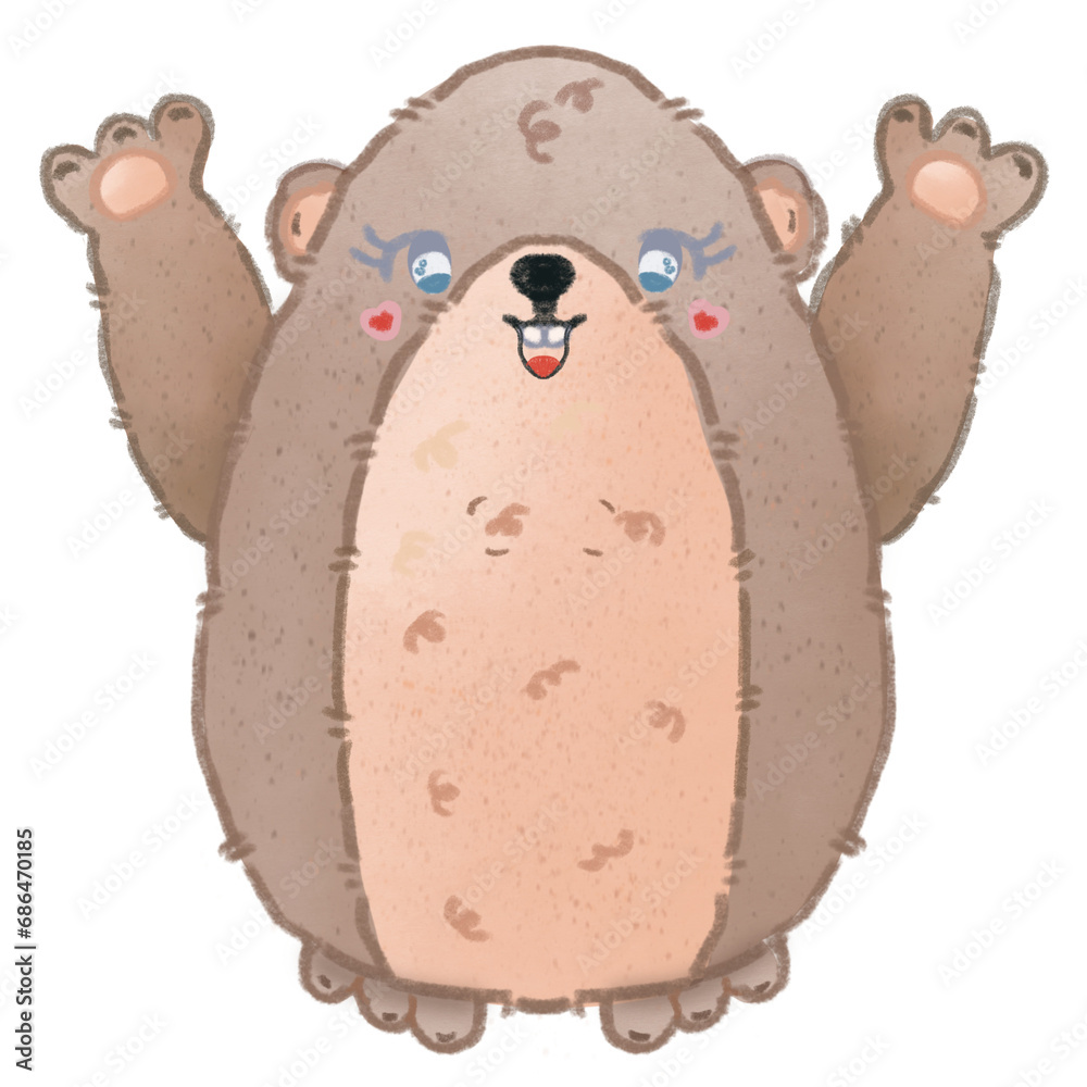 Cute groundhog cartoon set, in watercolor painting style to hand draw ...
